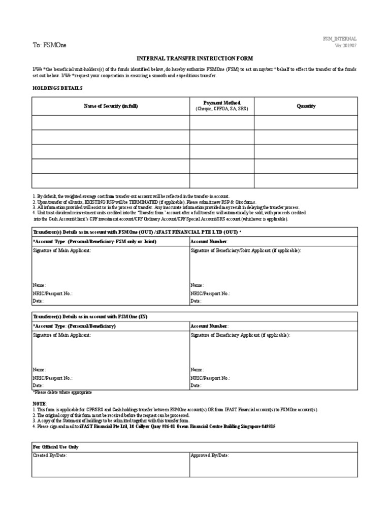 Form Internal Transfer Cash B2C May09 | PDF | Financial Services | Money