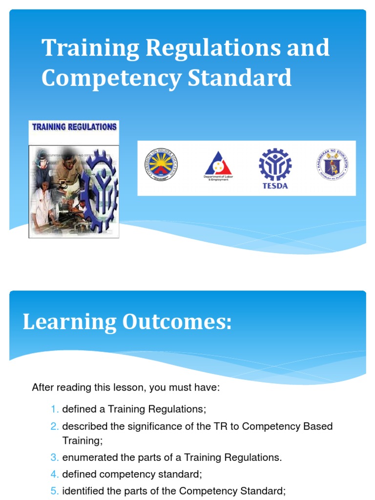 Training Regulations and Competency Standards Guide | PDF | Competence ...