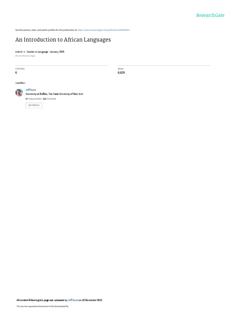 An Introduction To African Languages | PDF | Linguistics | Morphology ...