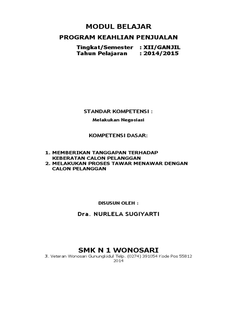 Melakukan Negosiasi KD 1,2 | PDF