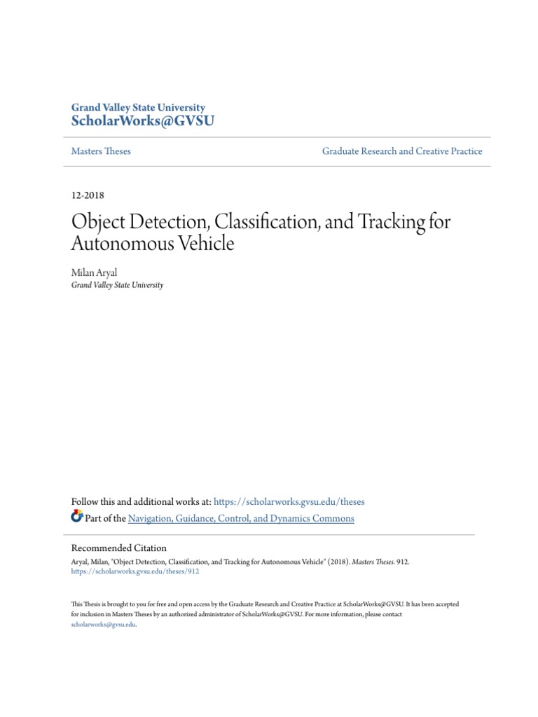 Object Detection Classification and Tracking For Autonomous Veh | PDF ...