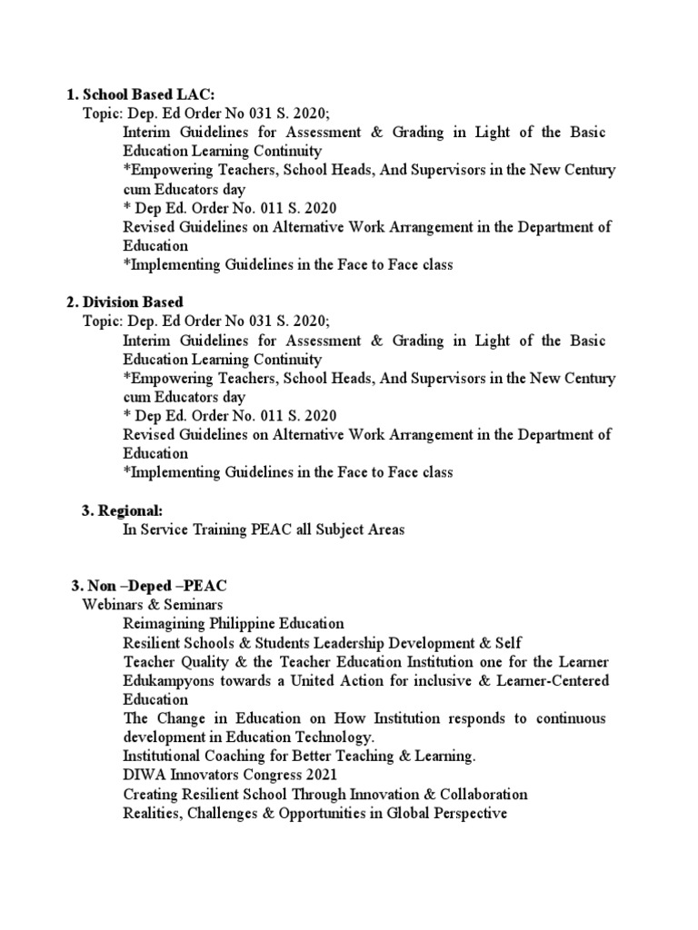 School Based LAC | PDF