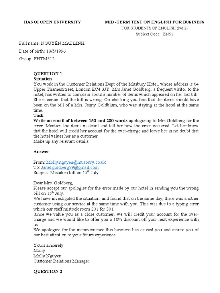 Business English Exam Tasks | PDF