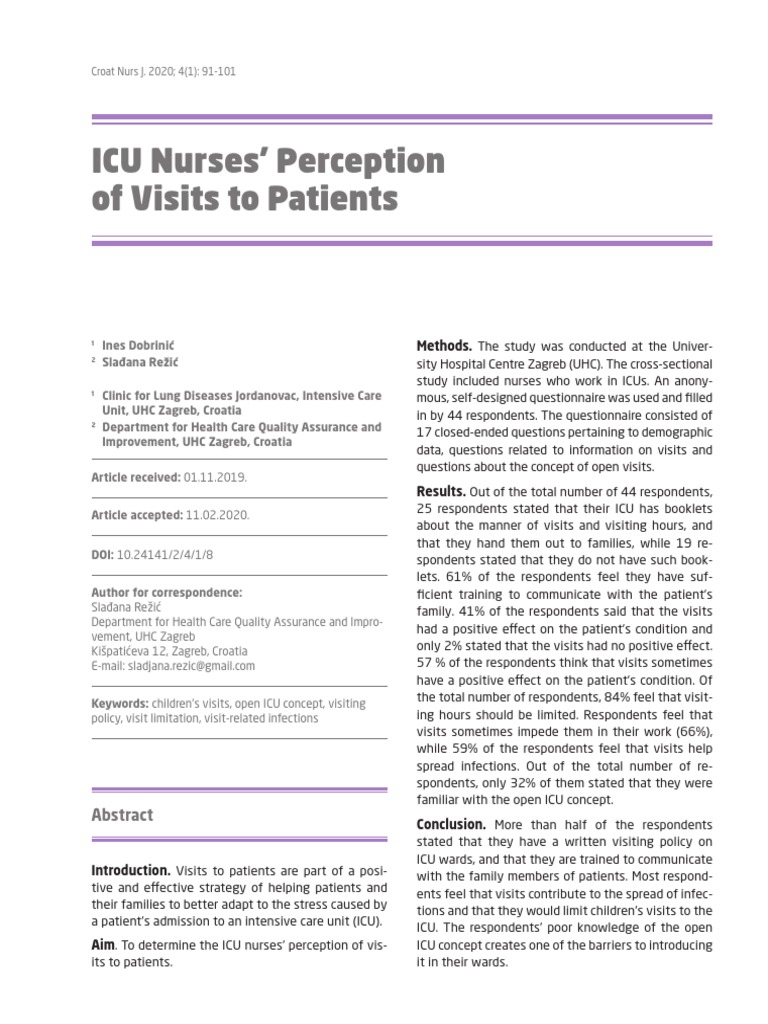 08 ICU Nurses Perception of Visits To Patients | PDF | Intensive Care ...