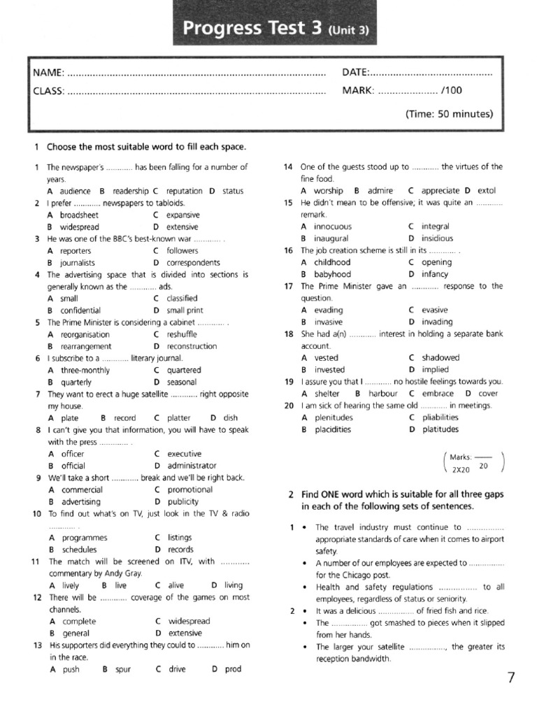 Upstream Proficiency C2 - Test 3 | PDF