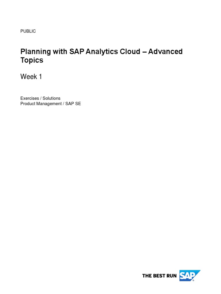 Planning With SAP Analytics Cloud - Advanced Topics: Week 1 | PDF ...