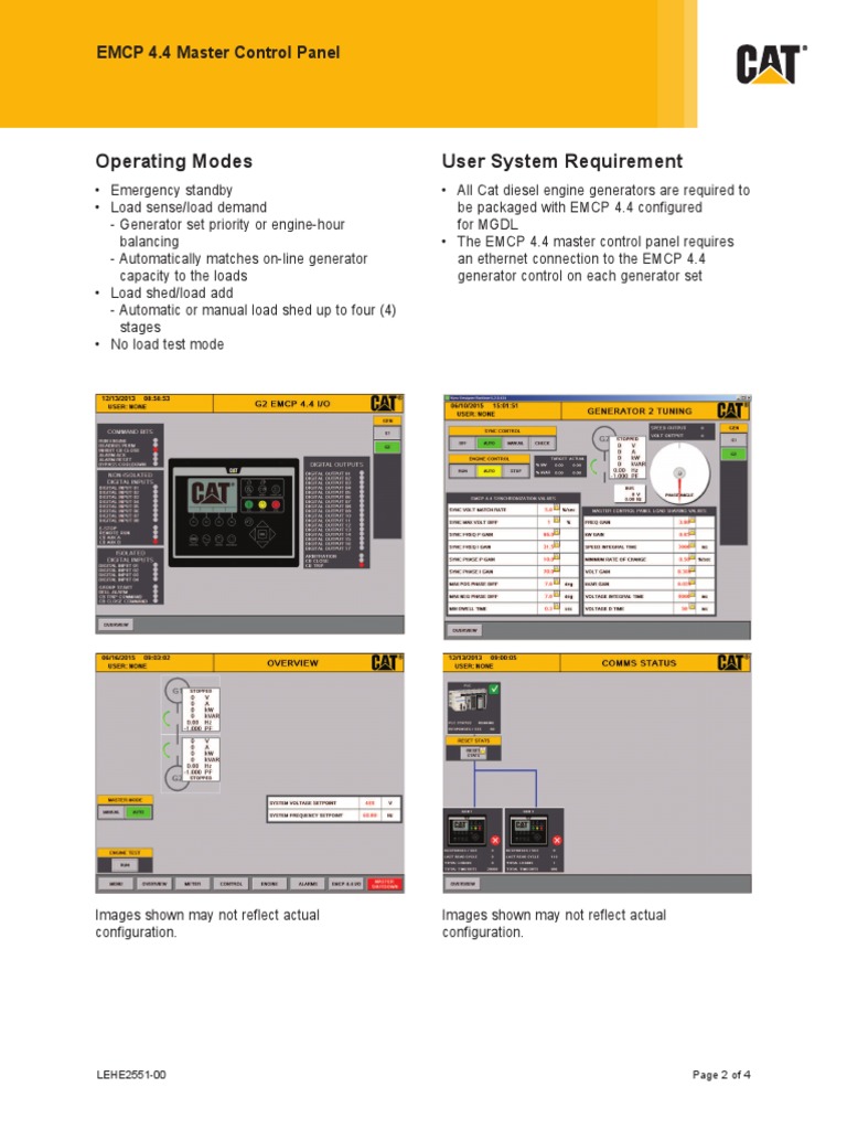 Operating Modes User System Requirement: EMCP 4.4 Master Control Panel ...