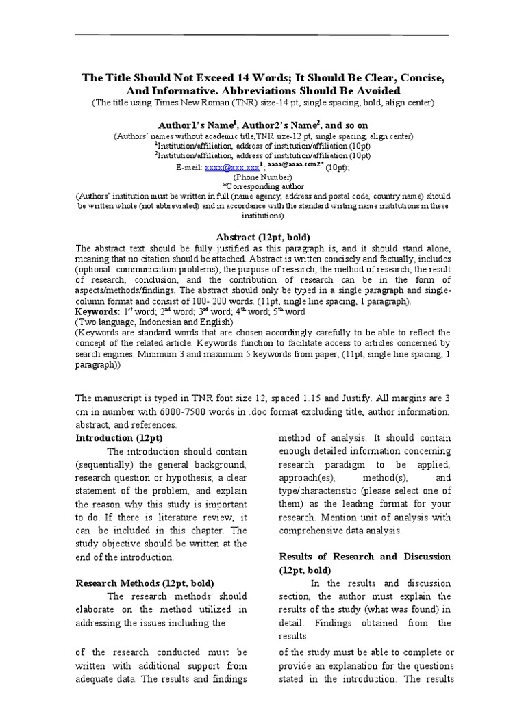 Template Artikel Jurnal | PDF | Cognition | Science