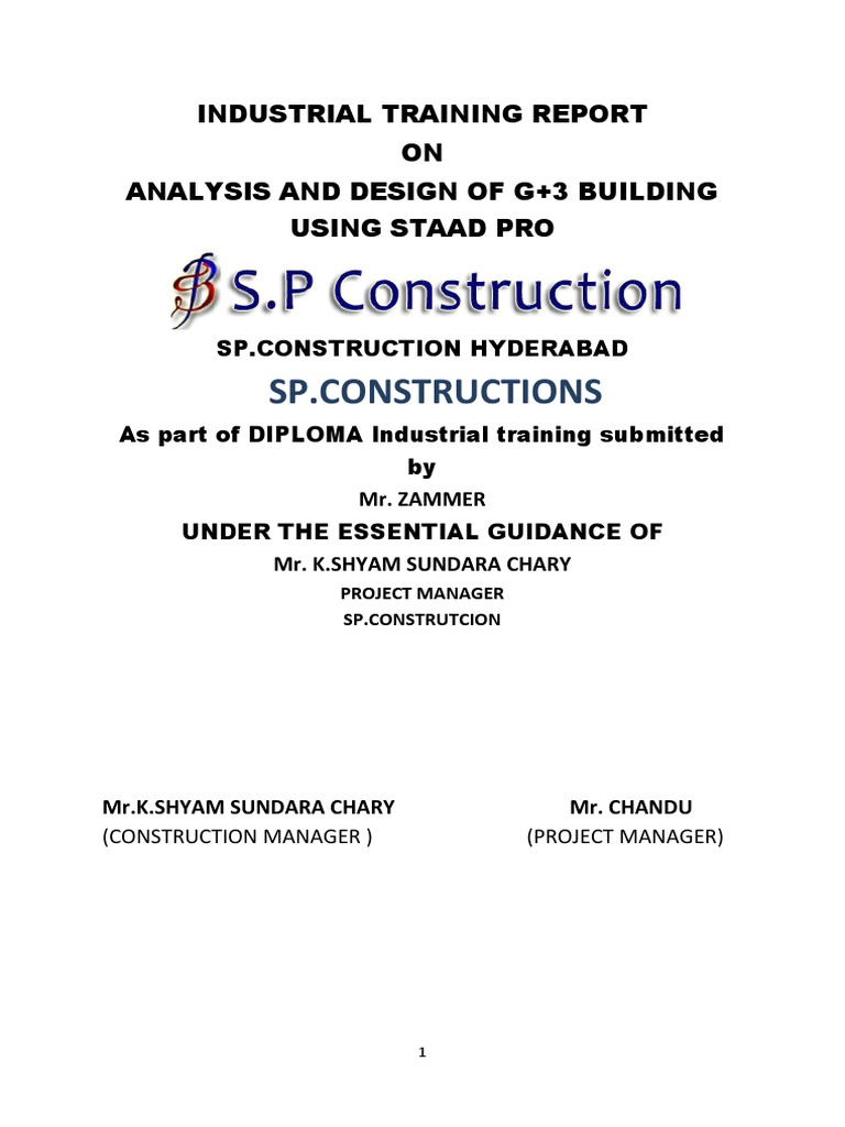 SP - Constructions: Industrial Training Report ON Analysis and Design ...