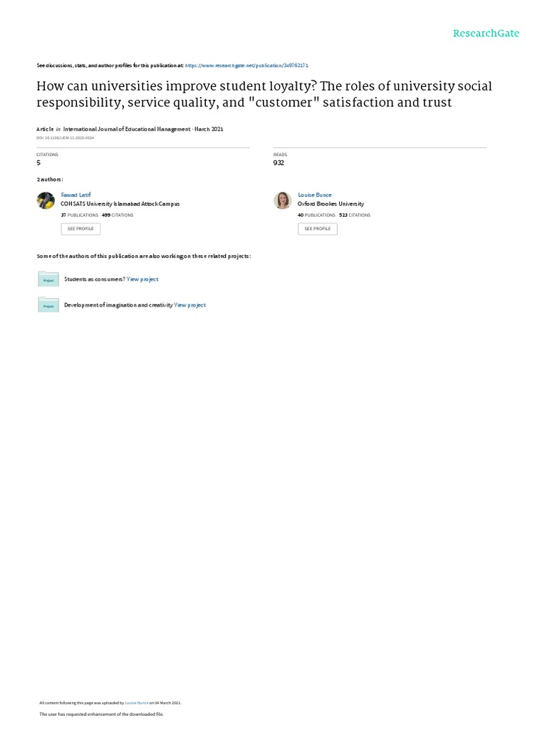 How Can Universities Improve Student Loyalty? The Roles of University ...