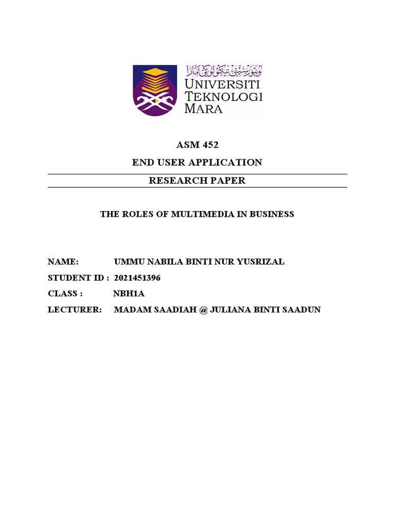 Ummu Nabila Research Paper ASM452 | PDF | Multimedia | Advertising