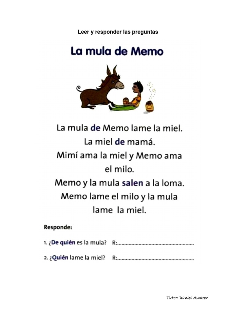 3 - Leer y Responder Las Preguntas en Español para Niños | PDF