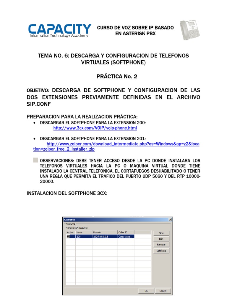 Practica Configuracion de Softphone | PDF | Industrias de servicio ...