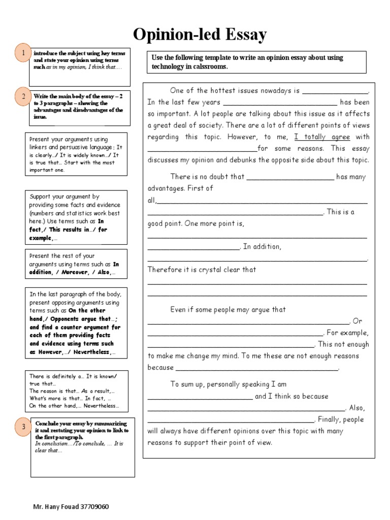 Opinion Essay Information Gap Activities Worksheet Templates Lay 112577 ...