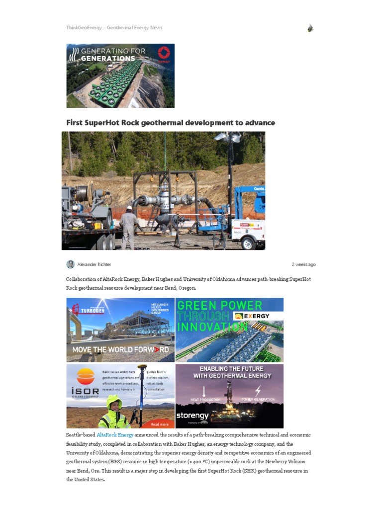 First SuperHot Rock Geothermal Development To Advance | PDF ...