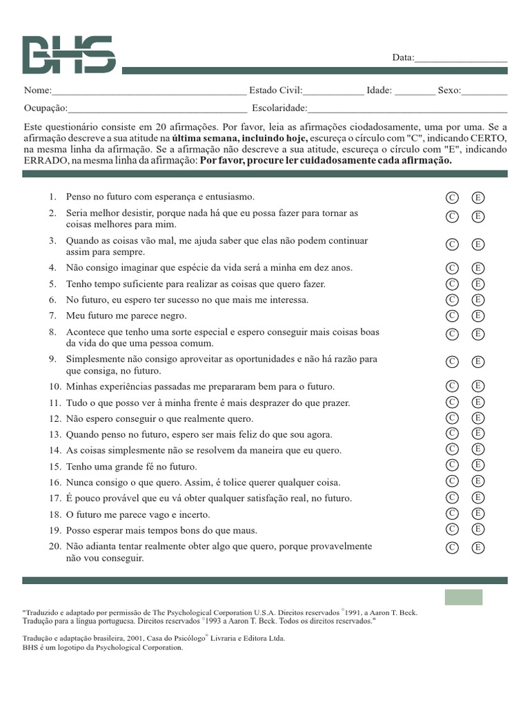 Teste BHS | PDF