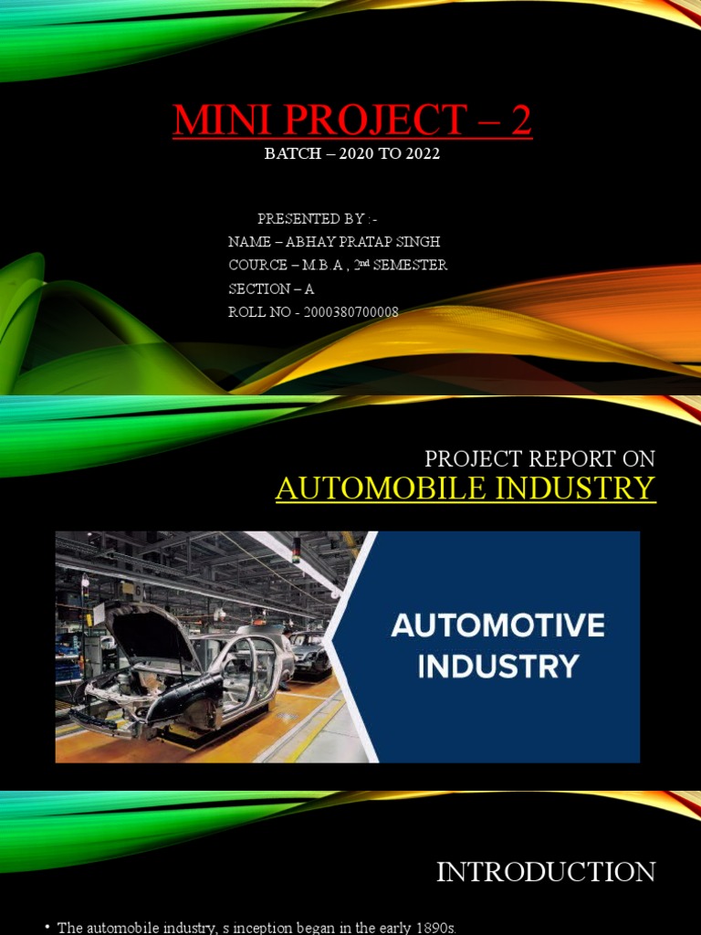 Project Report On Automobile Industry | PDF | Electric Vehicle | Car