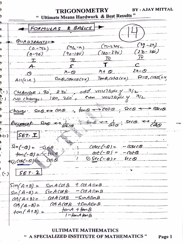 Maths Ultimate Trigonometry 1 Pdf Mathematics Science