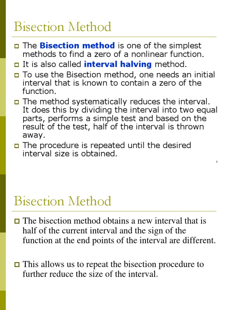 An In-Depth Explanation of the Bisection Method for Finding the Zeros ... An In-Depth Explanation of the Bisection Method for Finding the Zeros ...