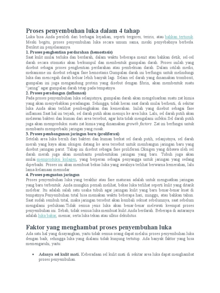 Proses Penyembuhan Luka Dan Komplikasi | PDF