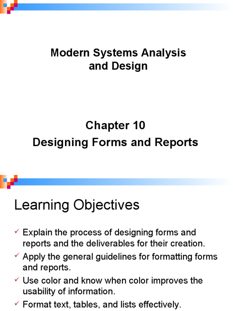 Modern Systems Analysis and Design: Designing Forms and Reports | PDF | Usability | Prototype