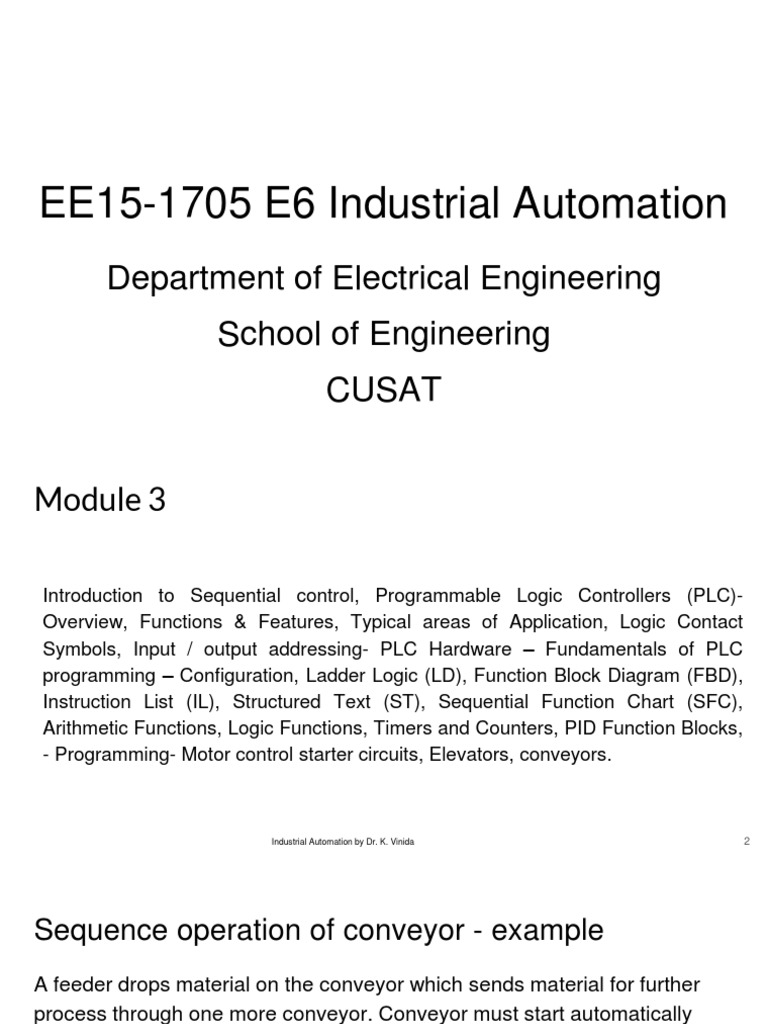 EE15-1705 E6 Industrial Automation: Department of Electrical ...