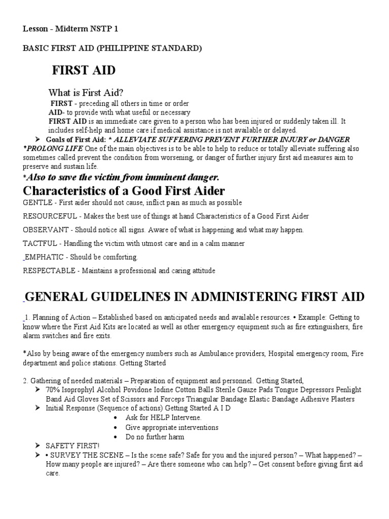 First Aid Lecture Notes | PDF | Cardiopulmonary Resuscitation | Burn