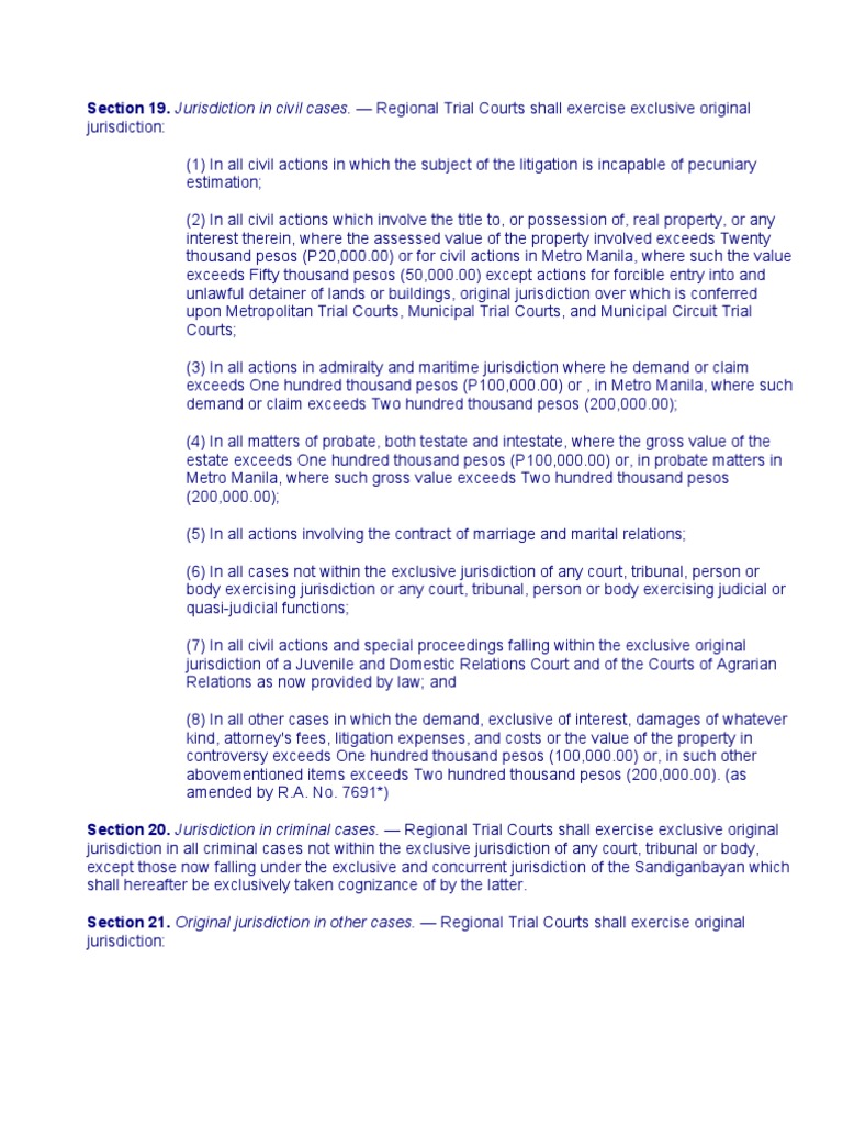 Jurisdiction of RTC and MTC | PDF | Constitutional Law | Public Sphere