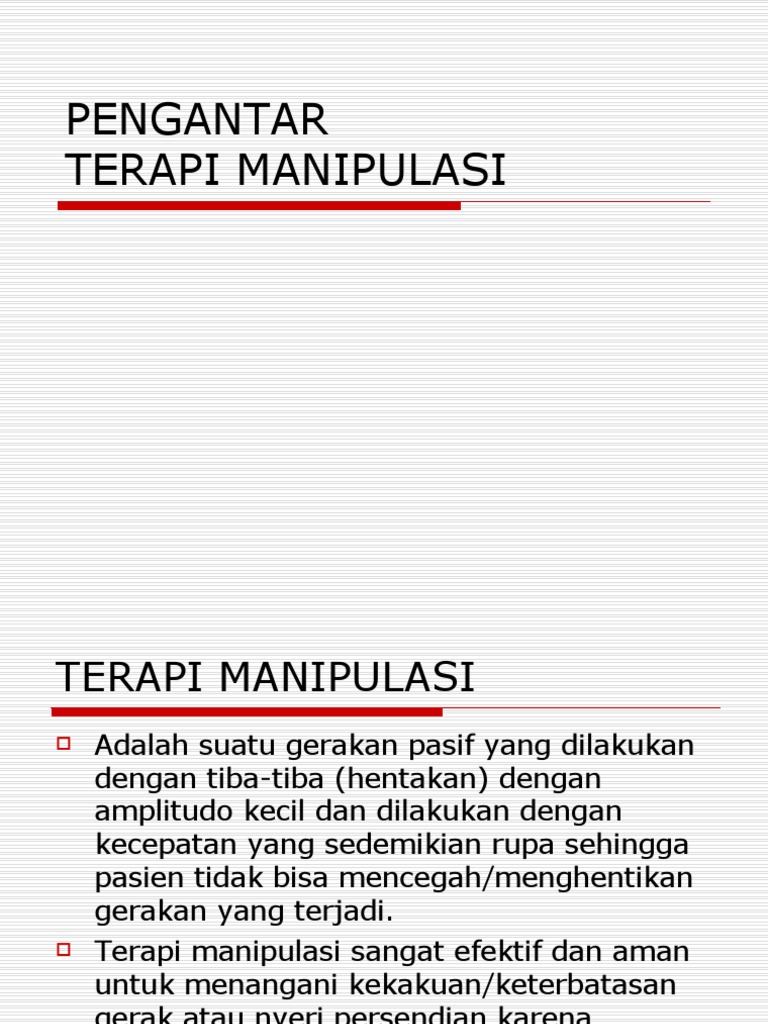 Terapi Manipulasi: Definisi dan Teknik | PDF