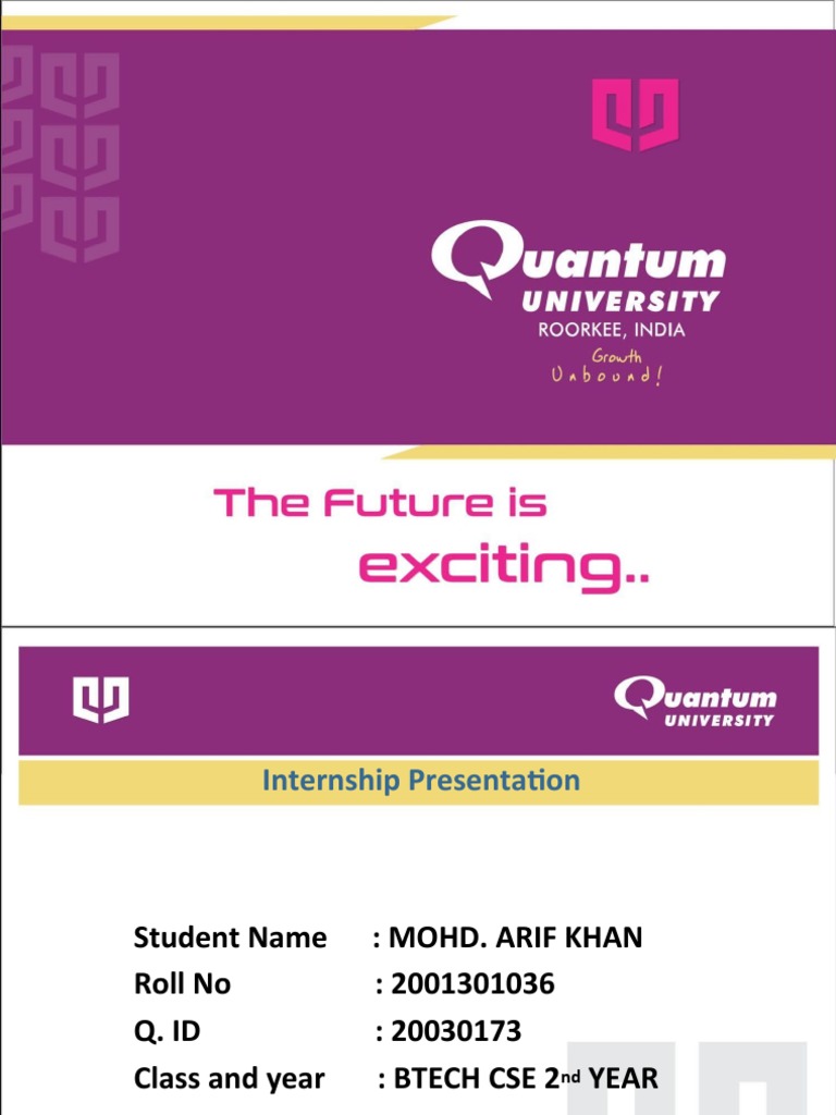 Internship Presentation PPT Sample | PDF