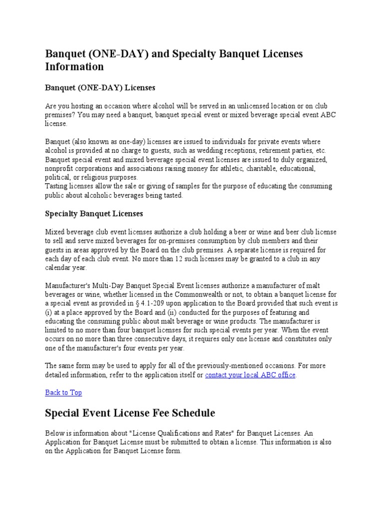 ABC License Information | Download Free PDF | Drink | License