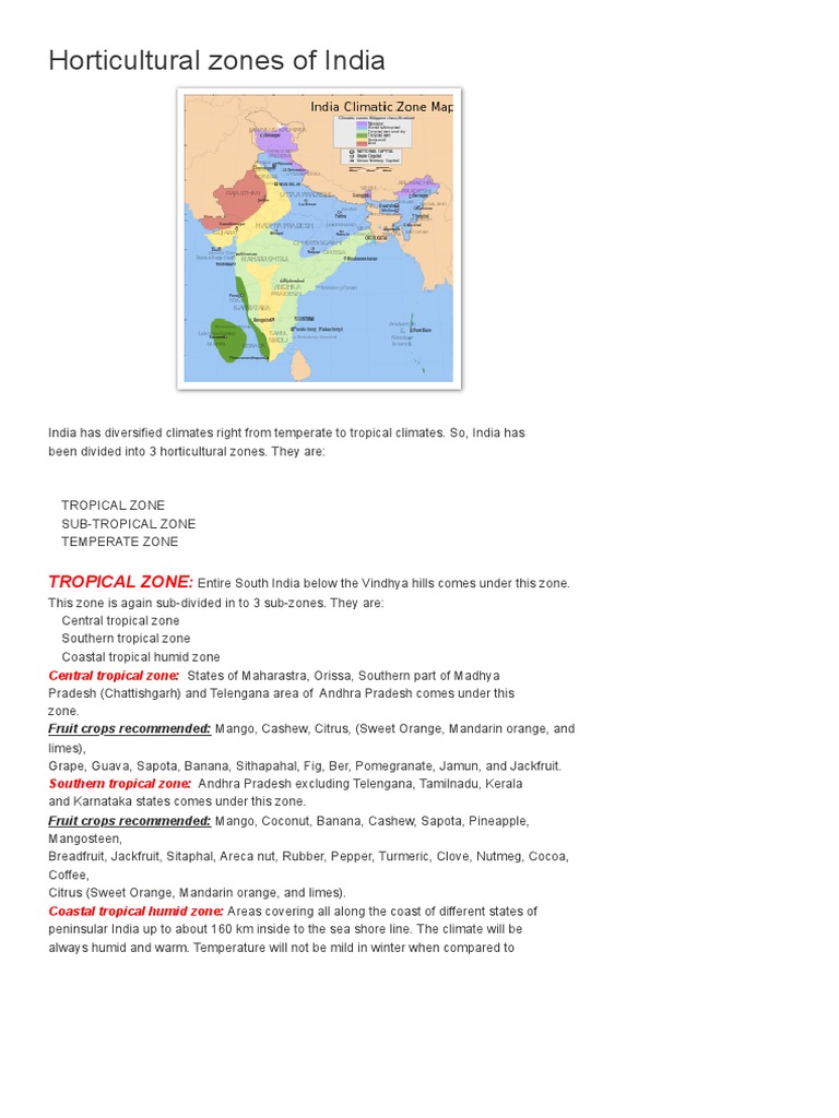 Horticultural Zones of India | PDF | Subtropics | Orange (Fruit)