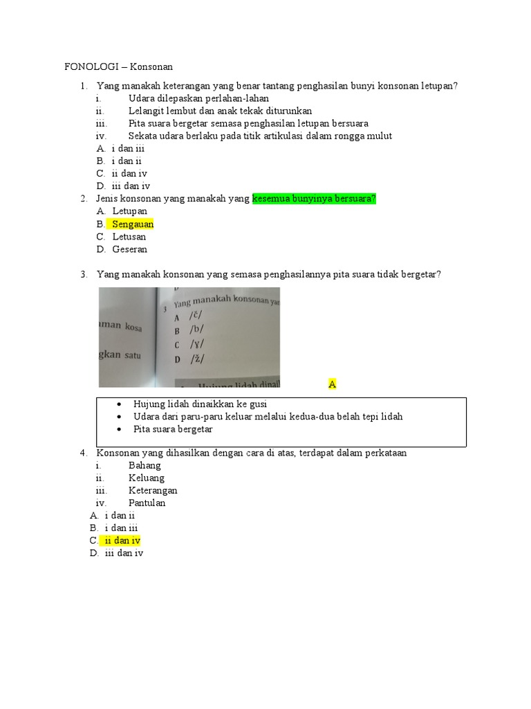 FONOLOGI - Konsonan | PDF