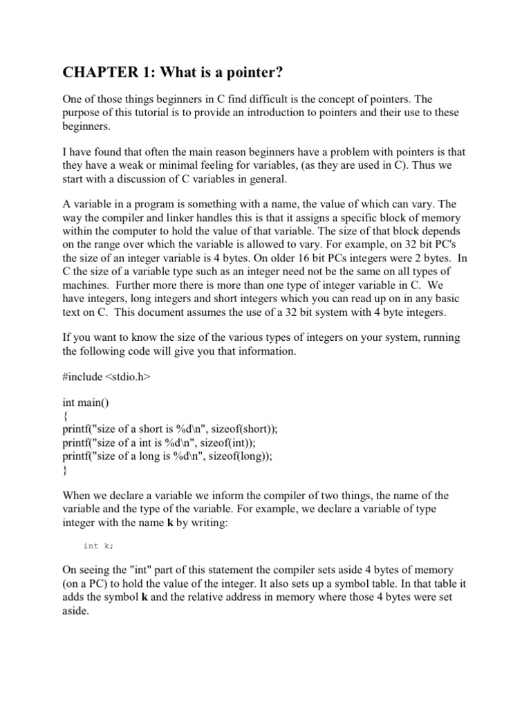 Pointer In C Pdf Pointer Computer Programming Data Type 