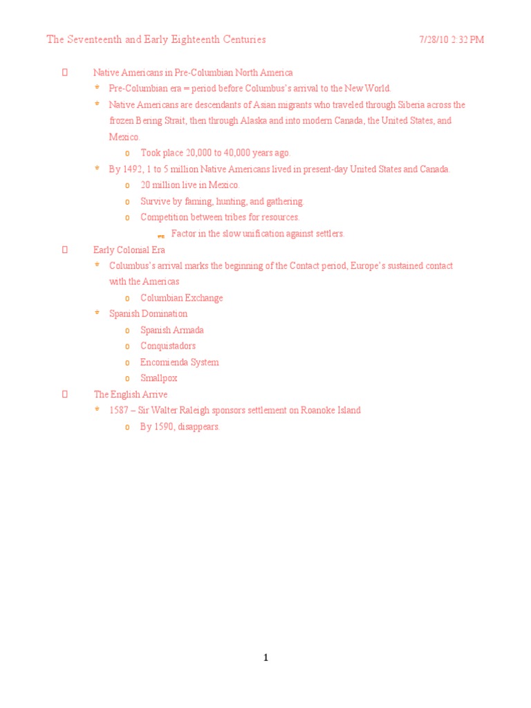 U.S. History Notes | PDF | Puritans | Thirteen Colonies