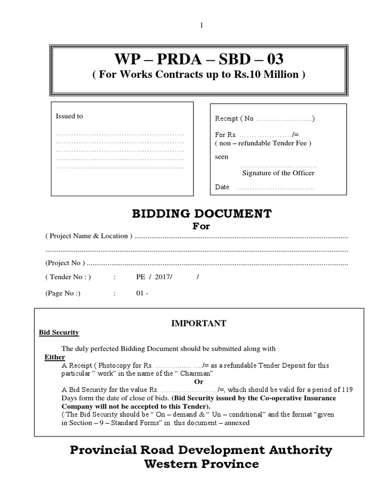 SBD 03 Bidding Document for Works | PDF | Specification (Technical ...