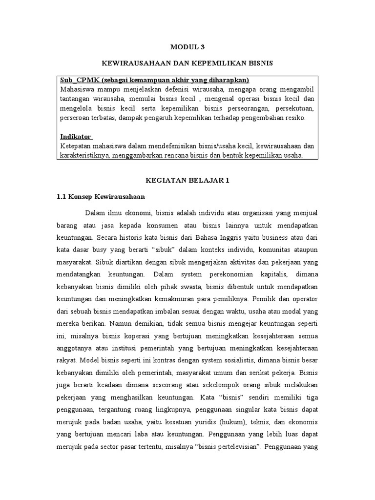 Modul Pertemuan 3 | PDF | Karier & Perkembangan | Bisnis