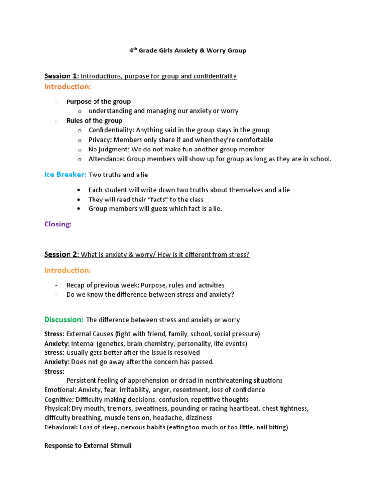 Managing Anxiety for 4th Graders | PDF | Anxiety | Emotions