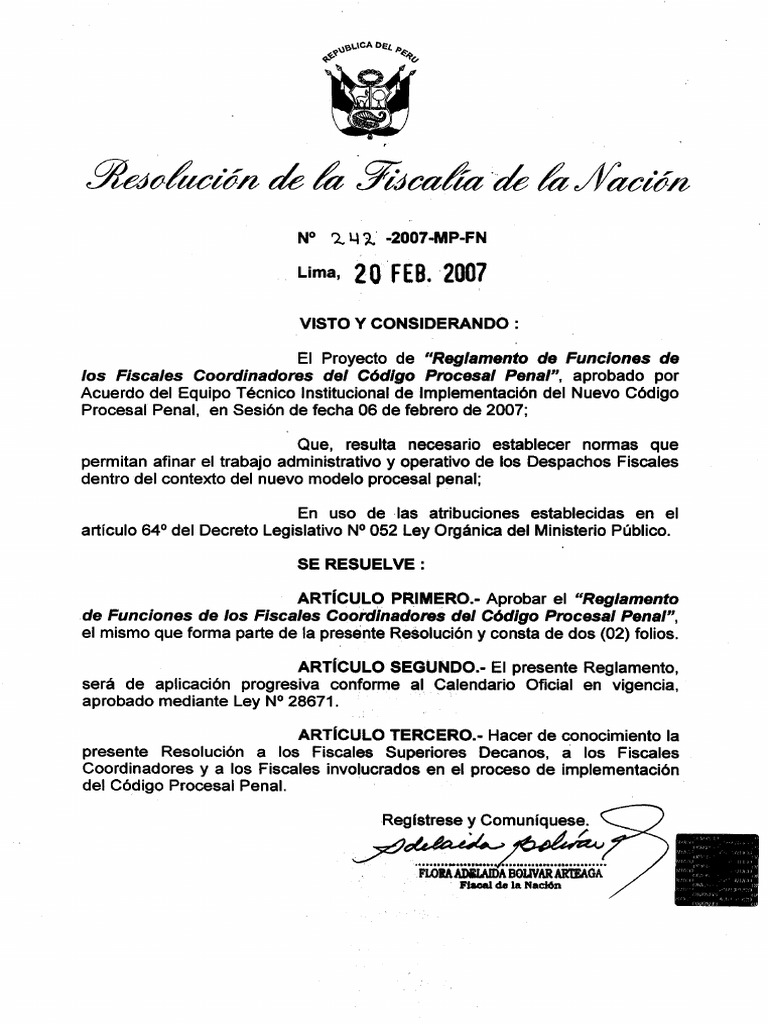 Reglamento de Funciones de Los Fiscales Coordinadores Del CPP | PDF