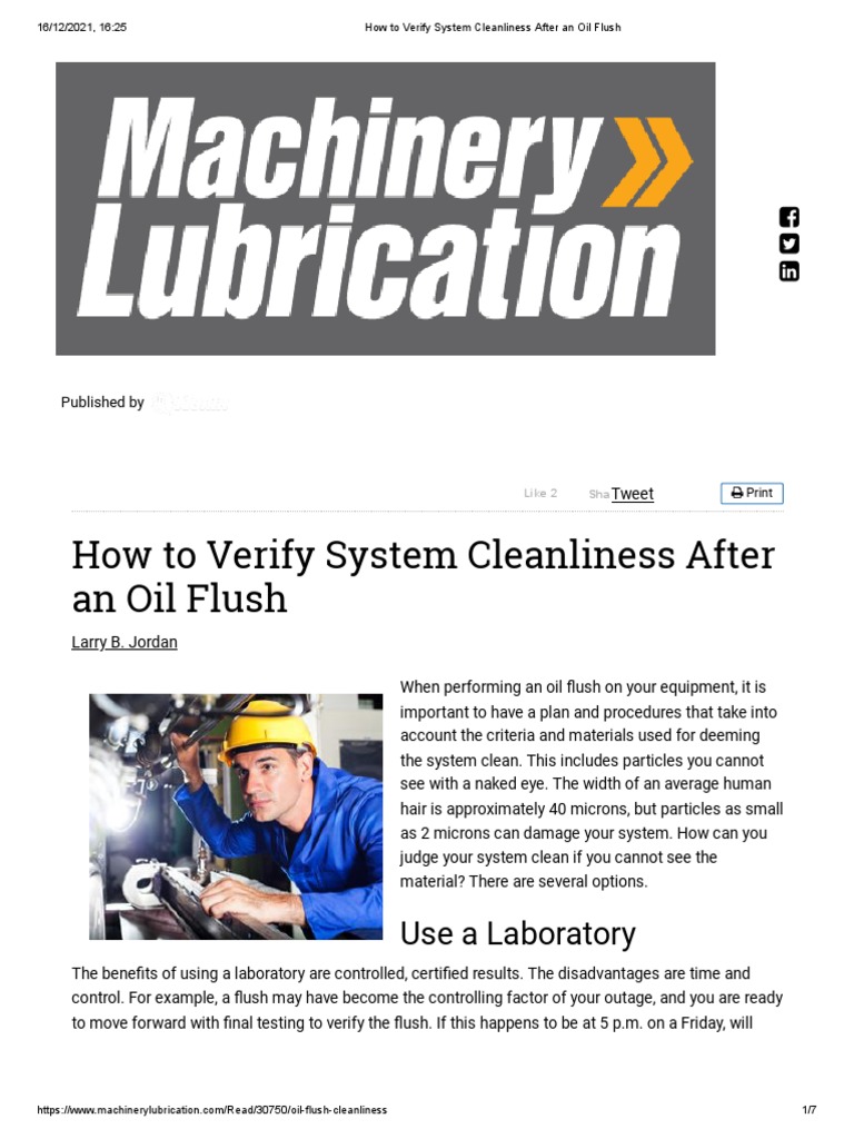 How To Verify System Cleanliness After An Oil Flush | PDF | Pipe (Fluid ...