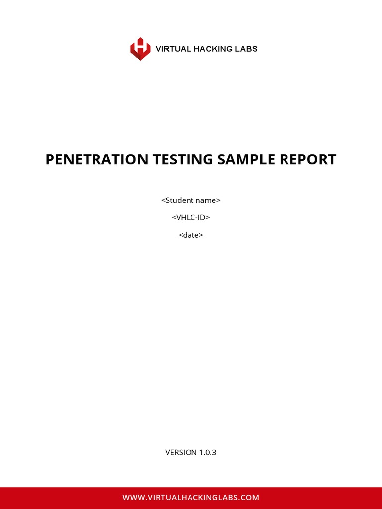 Penetration Testing Sample Report: Virtual Hacking Labs | PDF ...