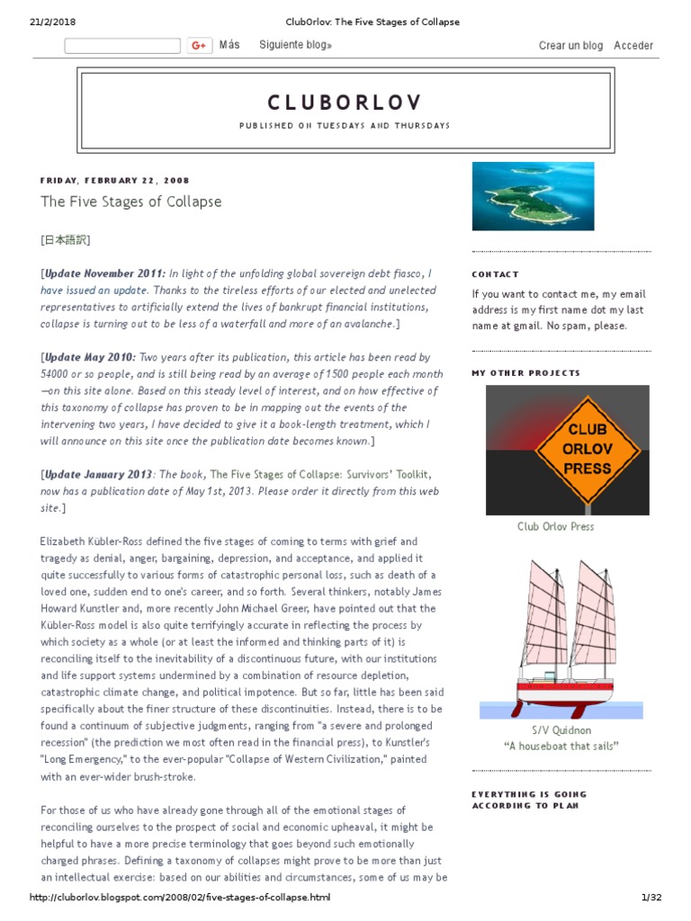 Dmitri Orlov - The Five Stages of Collapse | PDF | Debt | Soviet Union