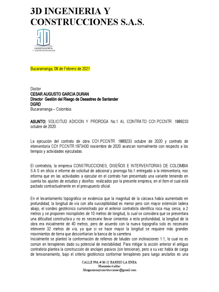 Oficio 5 Interventoria Adicional | PDF | Economias