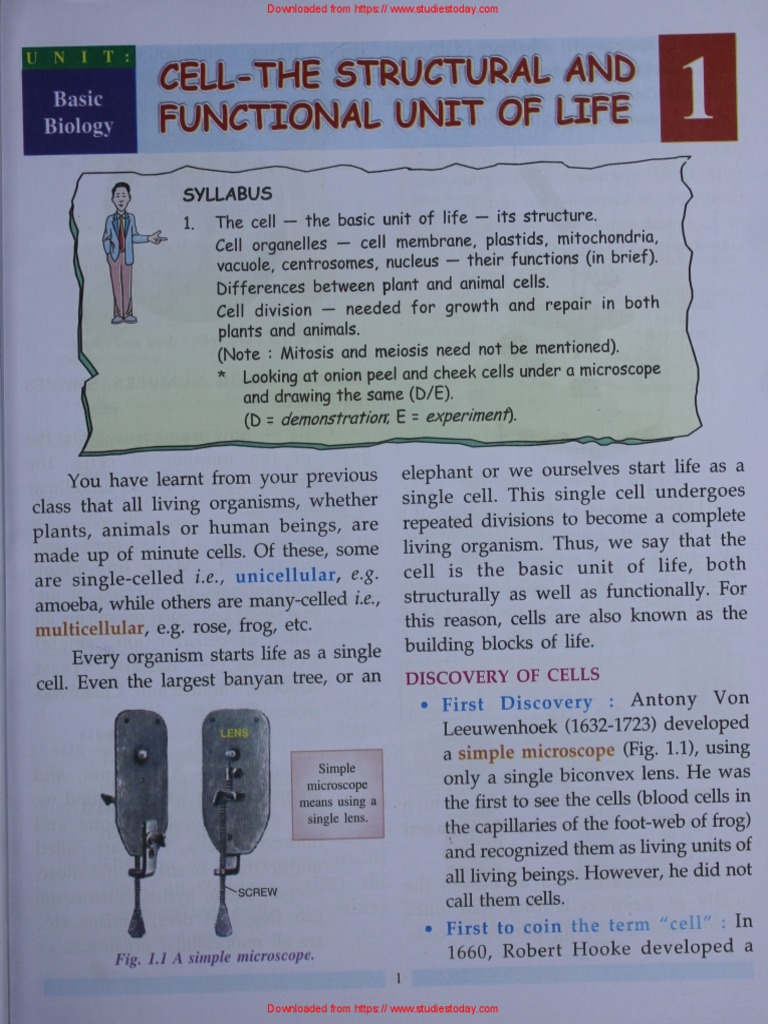 ICSE Class 7 Biology Chapter 01 Cell The Structural and Functional Unit ...