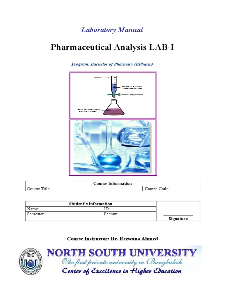 PHR-224L (Pharmaceutical Analysis Lab) - I | PDF | Chemistry | Titration