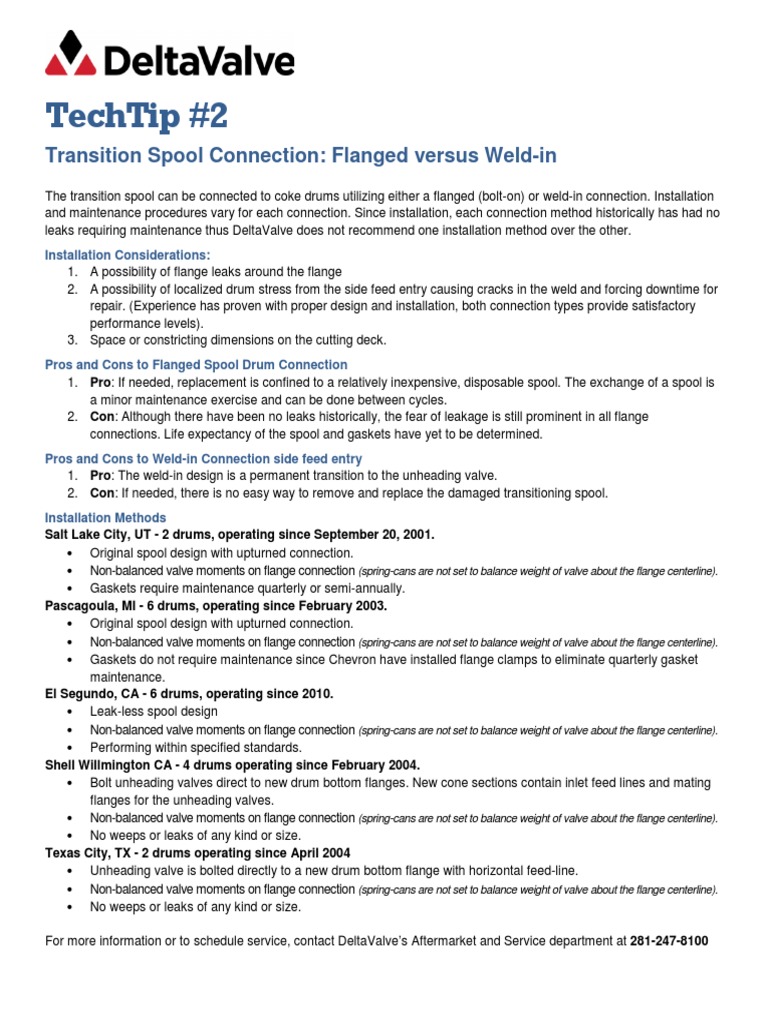 Transition Spool Connection Methods | PDF | Valve | Gas Technologies