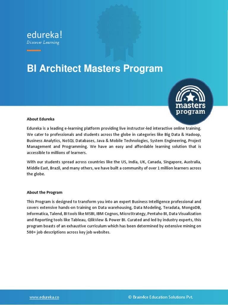 Business Intelligence Masters Program Curriculum | PDF | Data Warehouse | Database Index