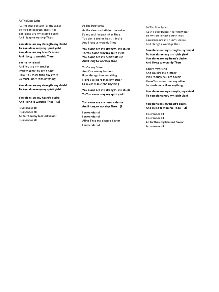 As The Deer Lyrics | PDF