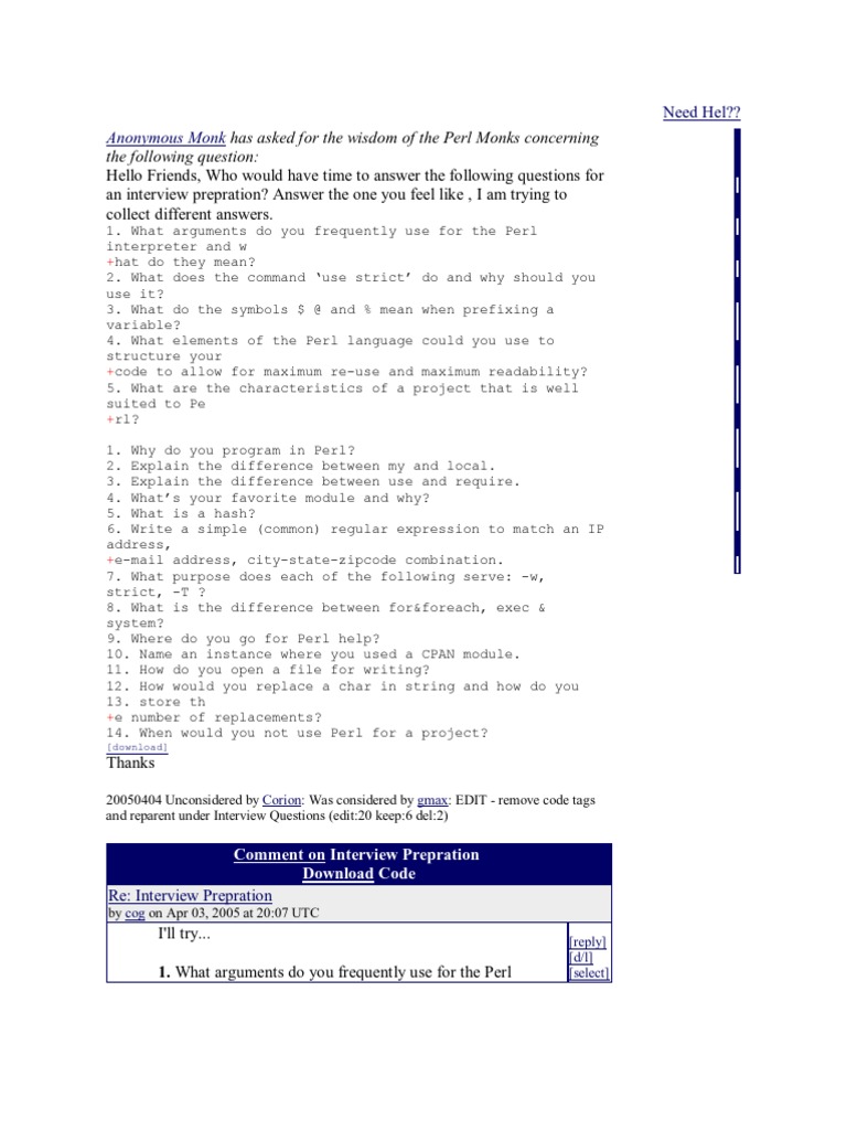 Perl Interview | Download Free PDF | Scope (Computer Science) | Perl