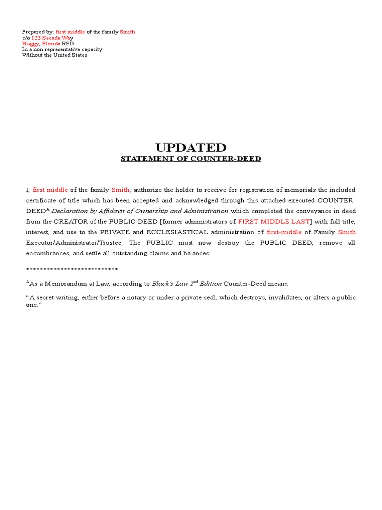 Cover Sheet Counter-Deed | PDF